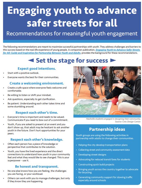 Engaging youth to advance safer streets for all : Vision Zero for Youth